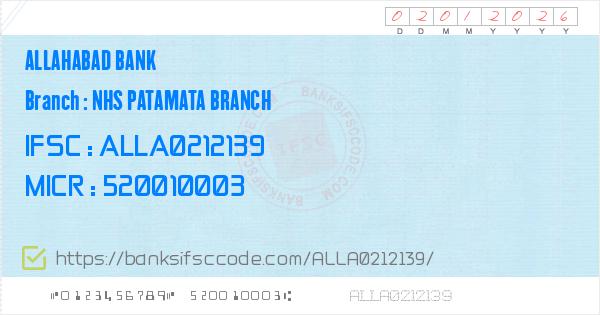 Allahabad Bank Nhs Patamata Branch Branch IFSC Code - Hyderabad Urban ...