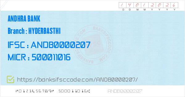 Andhra Bank Hyderbasthi Branch IFSC Code - Hyderabad Urban. Contact ...