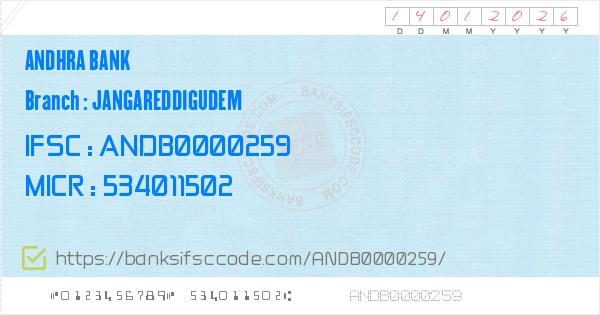 Andhra Bank Jangareddigudem Branch IFSC Code - West Godavari. Contact ...