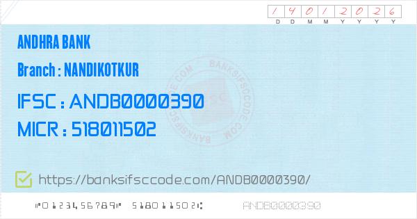 Andhra Bank Nandikotkur Branch IFSC Code - Kurnool. Contact Phone ...