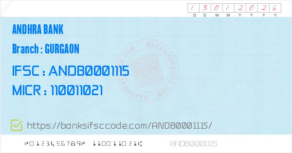 Andhra Bank Gurgaon Branch IFSC Code - Gurgaon. Contact Phone Number ...