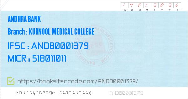 Andhra Bank Kurnool Medical College Branch IFSC Code - Kurnool. Contact ...