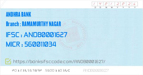 Andhra Bank Ramamurthy Nagar Branch IFSC Code - Bangalore Urban ...