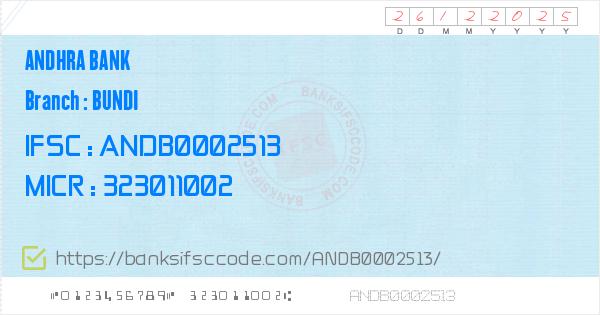 Andhra Bank Bundi Branch IFSC Code - Bundi. Contact Phone Number, Address