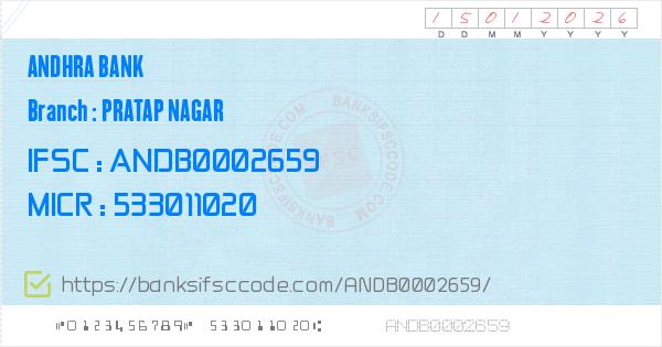 Andhra Bank Pratap Nagar Branch IFSC Code - Kakinada. Contact Phone ...