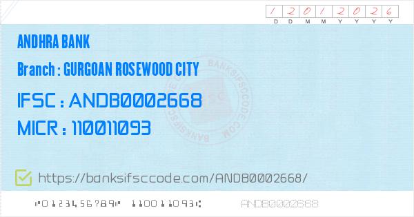 Andhra Bank Gurgoan Rosewood City Branch IFSC Code - Gurgaon. Contact ...