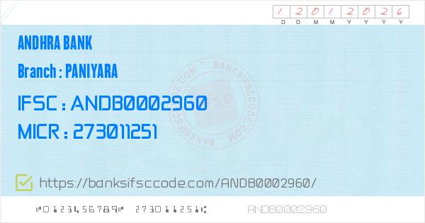 Andhra Bank Paniyara Branch IFSC Code - Maharajganj. Contact Phone ...