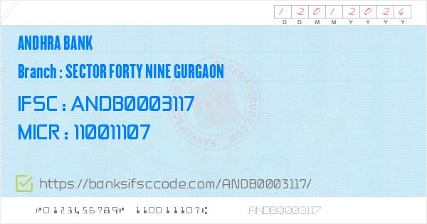 Andhra Bank Sector Forty Nine Gurgaon Branch IFSC Code - Gurgaon ...