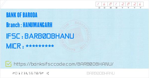Bank of Baroda Hanumangarh Branch IFSC Code - Hanumangarh, BOB ...