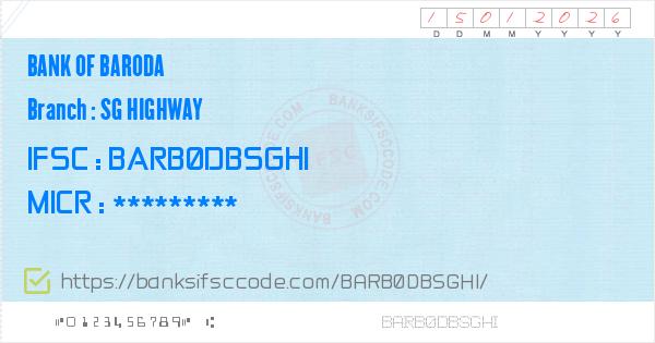 Bank of Baroda Sg Highway Branch IFSC Code - Ahmedabad, BOB Sg Highway ...