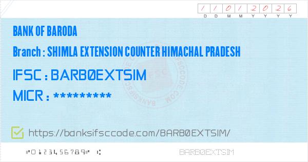 Bank of Baroda Shimla Extension Counter Himachal Pradesh Branch IFSC ...