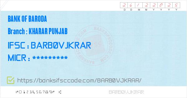 Bank of Baroda Kharar Punjab Branch IFSC Code - Kharar, BOB Kharar ...