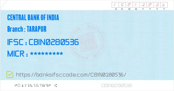 Central Bank of India Tarapur Branch IFSC Code - Anand, CBI Tarapur ...