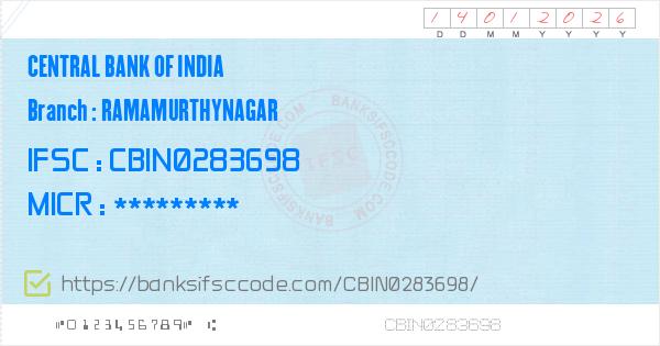 Central Bank of India Ramamurthynagar Branch IFSC Code - Bangalore ...
