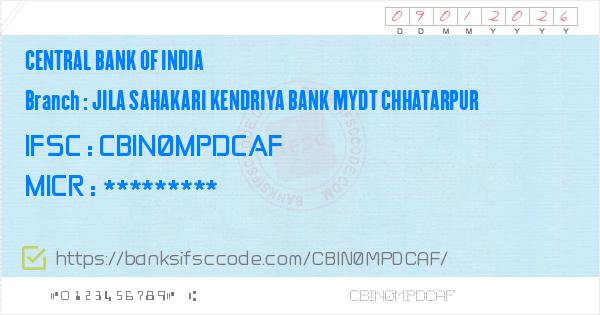 Central Bank of India Jila Sahakari Kendriya Bank Mydt Chhatarpur ...