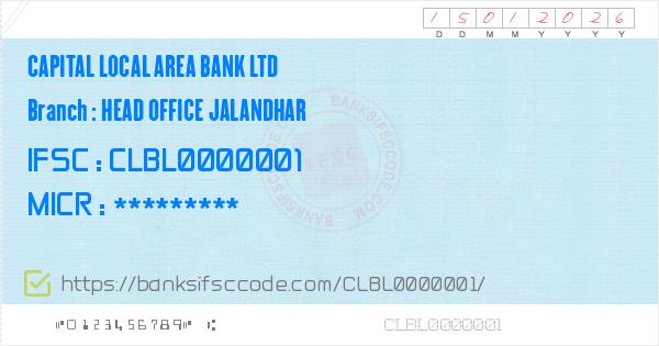 Capital Local Area Bank Ltd Head Office Jalandhar Branch IFSC Code ...
