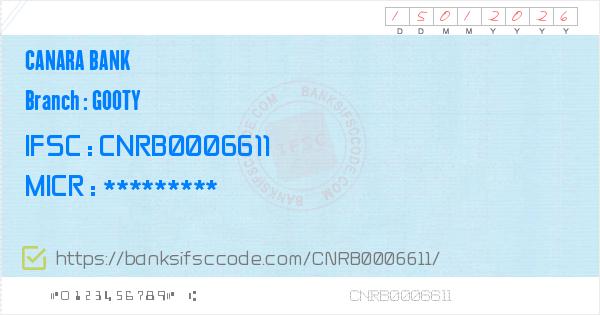 Canara Bank Gooty Branch IFSC Code - Anantapur, CAB Gooty IFSC Code ...