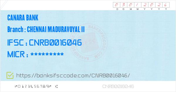 Canara Bank Chennai Maduravoyal Ii Branch IFSC Code - Chennai, CAB ...