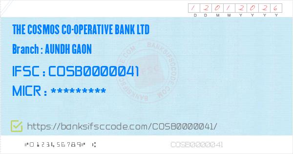 The Cosmos Co-operative Bank Ltd Aundh Gaon Branch IFSC Code - Pune ...