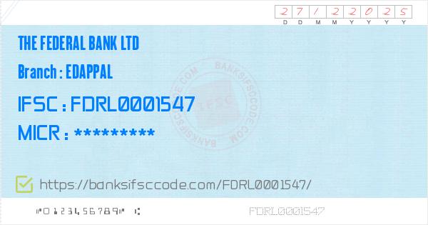 The Federal Bank Ltd Edappal Branch IFSC Code - Malapuram. Contact ...