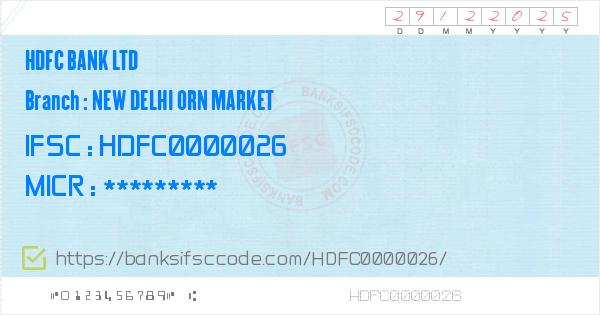 Hdfc Bank Ltd New Delhi Orn Market Branch IFSC Code - New Delhi ...