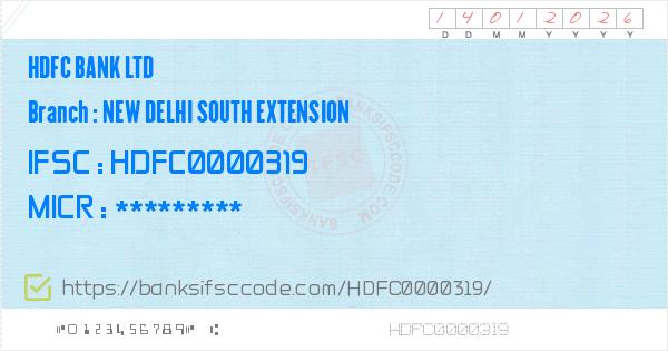 Hdfc Bank Ltd New Delhi South Extension Branch IFSC Code - New Delhi ...