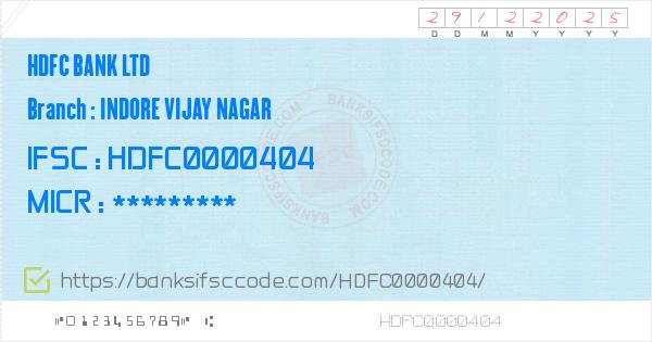 Hdfc Bank Ltd Indore Vijay Nagar Branch IFSC Code - Indore. Contact ...