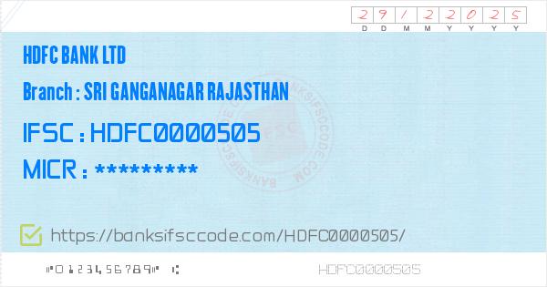 Hdfc Bank Ltd Sri Ganganagar Rajasthan Branch IFSC Code - Ganganagar ...