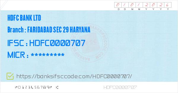 HDFC0000707 - IFSC Code Details