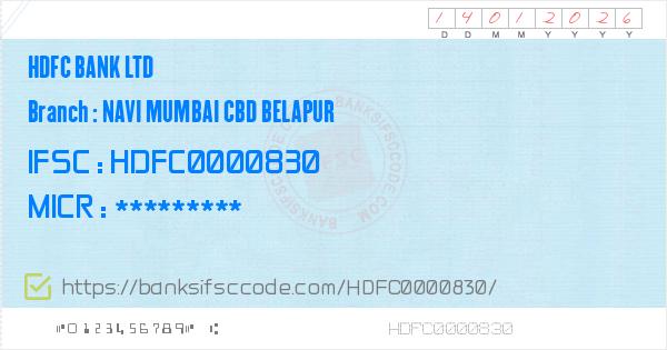 HDFC0000830 - IFSC Code Details