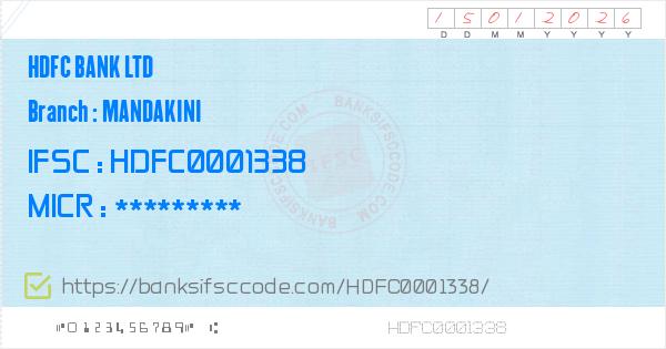 HDFC0001338 - IFSC Code Details
