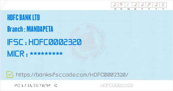 Hdfc Bank Ltd Mandapeta Branch IFSC Code - East Godavari. Contact Phone ...