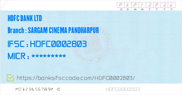 HDFC0002803 - IFSC Code Details