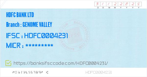 Hdfc Bank Ltd Genome Valley Branch IFSC Code - Hyderabad. Contact Phone ...
