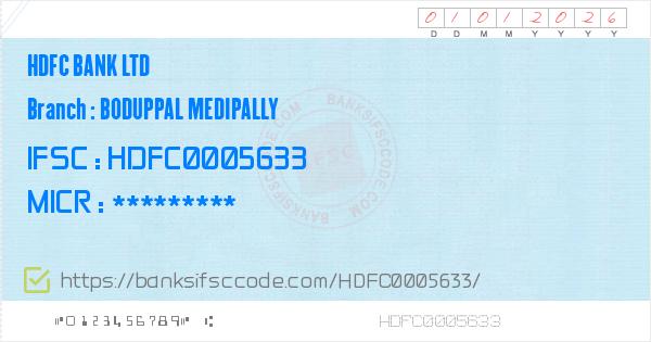 HDFC0005633 - IFSC Code Details