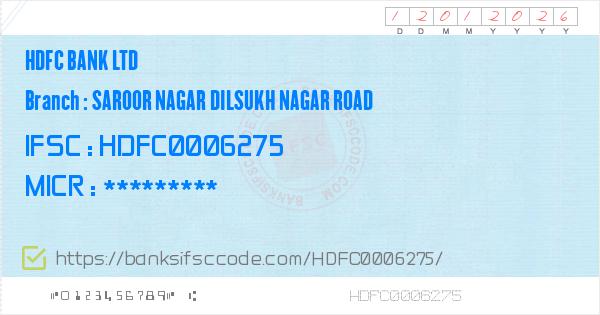 HDFC0006275 - IFSC Code Details