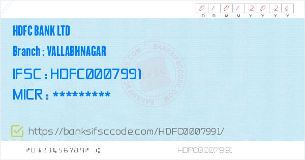 HDFC0007991 - IFSC Code Details