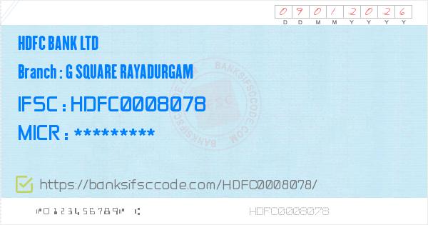 HDFC0008078 - IFSC Code Details