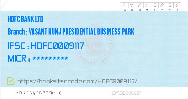 HDFC0009117 - IFSC Code Details