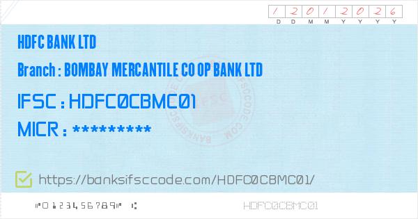 Hdfc Bank Ltd Bombay Mercantile Co Op Bank Ltd Branch IFSC Code ...