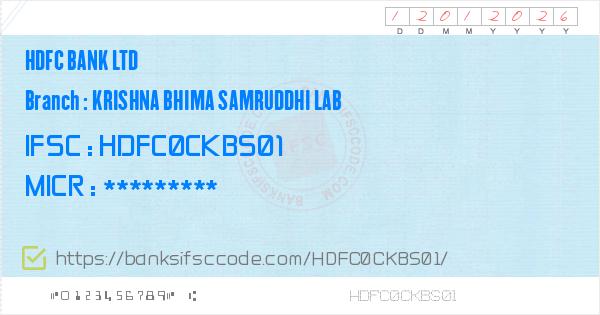 HDFC0CKBS01 - IFSC Code Details