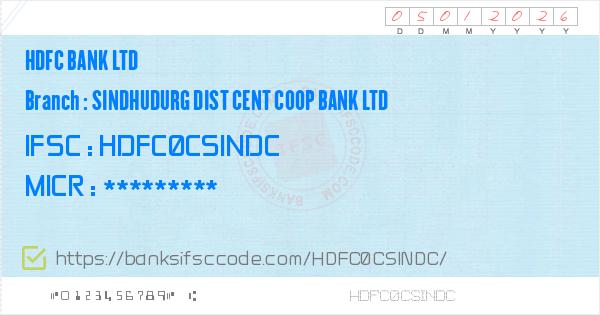 HDFC0CSINDC - IFSC Code Details