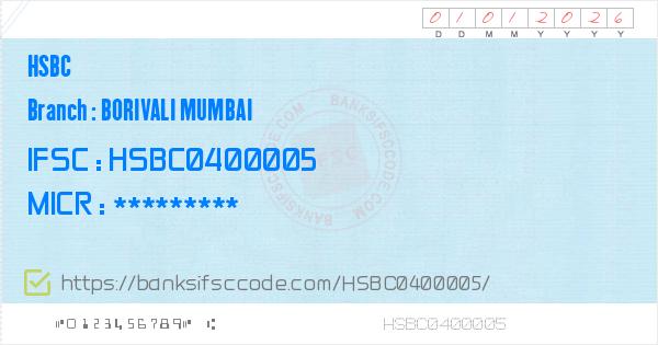 Hsbc Borivali Mumbai Branch IFSC Code - Greater Mumbai. Contact Phone ...