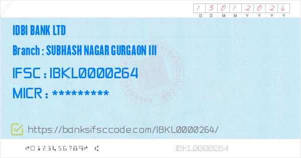 Idbi Bank Ltd Subhash Nagar Gurgaon Iii Branch IFSC Code - Gurgaon ...