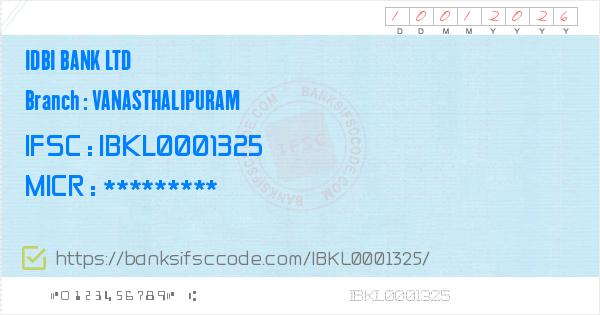 Idbi Bank Ltd Vanasthalipuram Branch IFSC Code - Hyderabad. Contact ...
