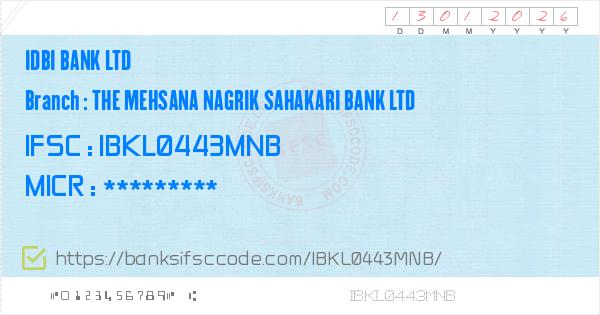 Idbi Bank Ltd The Mehsana Nagrik Sahakari Bank Ltd Branch IFSC Code - Mahesana. Contact Phone ...