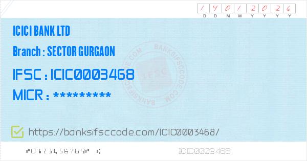 Icici Bank Ltd Sector Gurgaon Branch MICR Code - Gurgaon