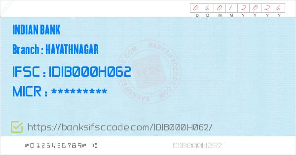 IDIB000H062 - IFSC Code Details