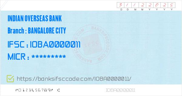 Indian Overseas Bank Bangalore City Branch IFSC Code - Bangalore Urban ...