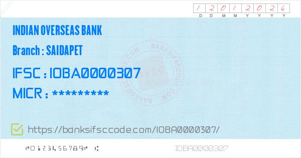 Indian Overseas Bank Saidapet Branch IFSC Code - Chennai, IOB Saidapet ...